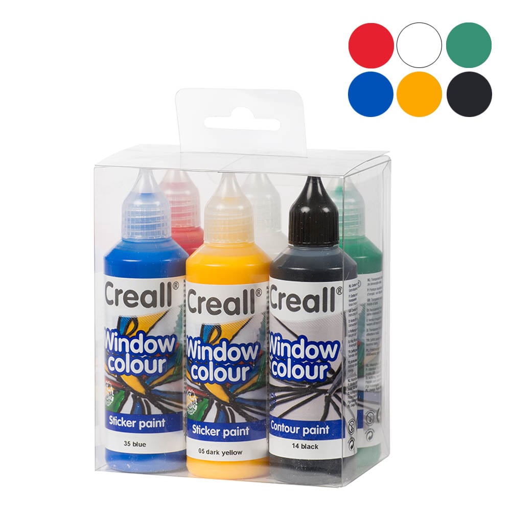 Комплект бои за стъкло Creall, 6 x 80 ml, основни цветове | NewAge.bg