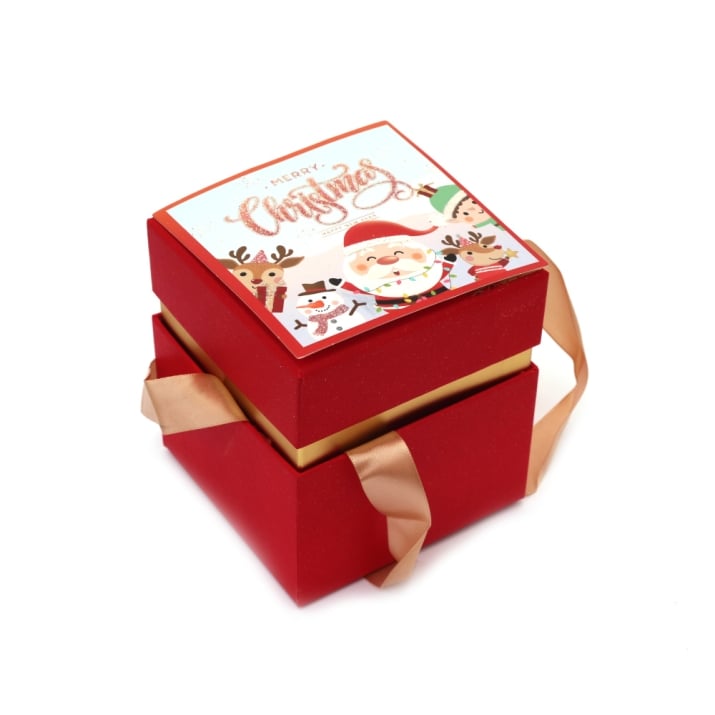 Коледна кутия за подарък 10x11.5 см с дръжки и различни картинки ...
