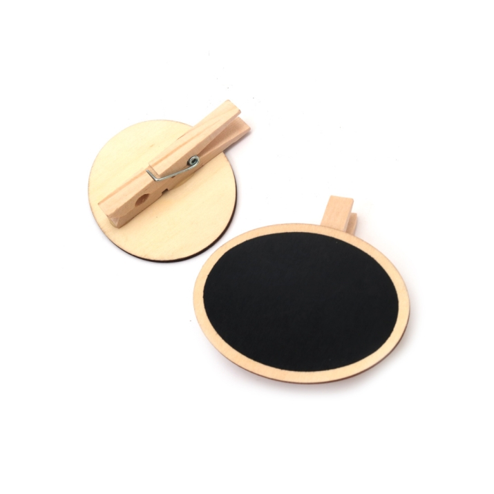 Дървени щипки 10x75 мм овал с черна дъска 83x64 мм -2 броя | NewAge.bg