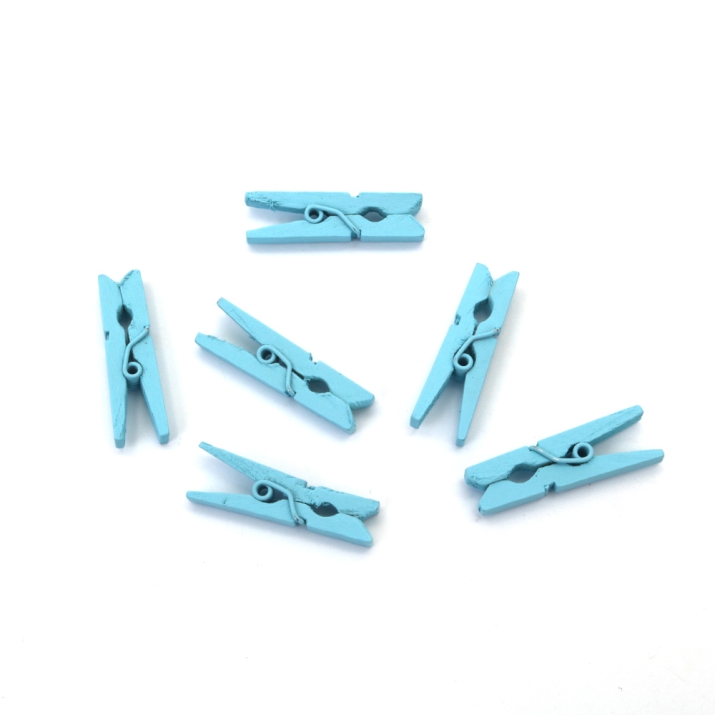 Дървени щипки 4x25 мм цвят светло син -30 броя | NewAge.bg